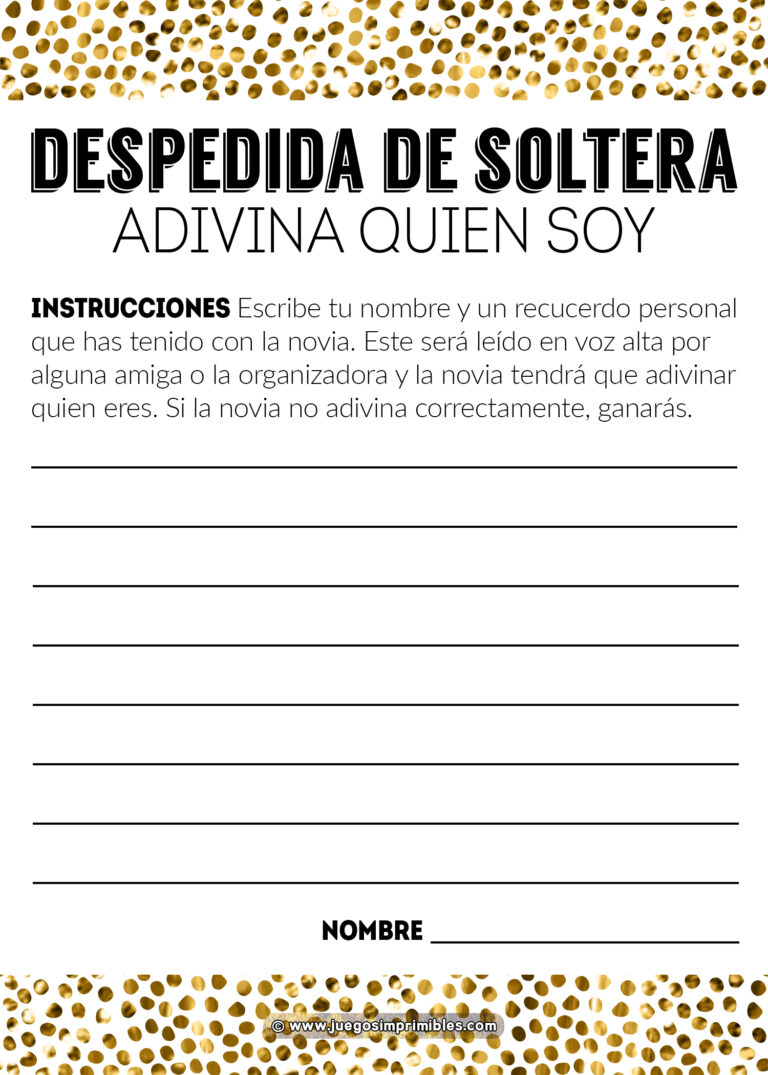 Adivina Quien Soy: Actividad para Despedidas de Soltera - Juegos ...