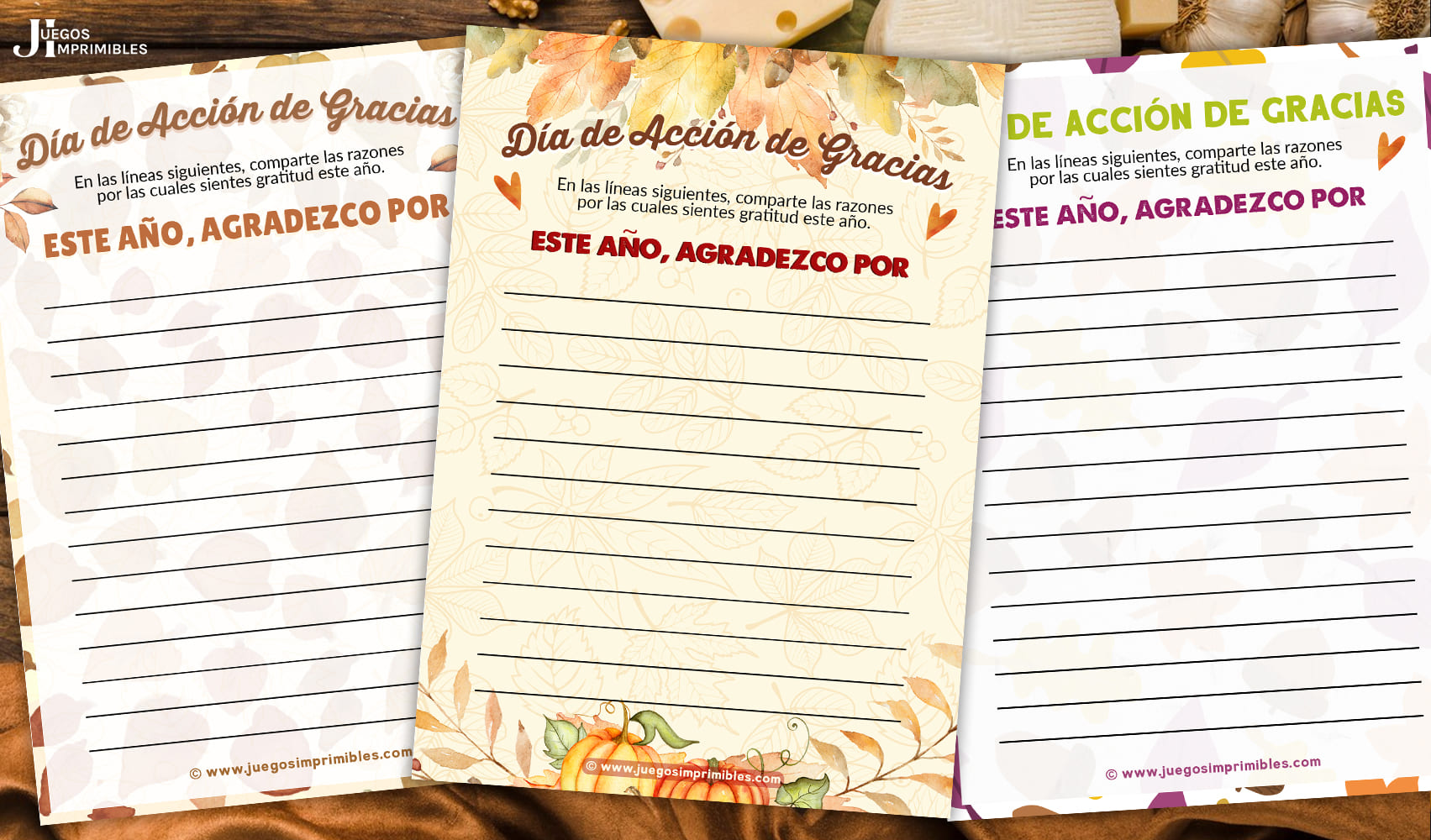Tarjetas de Agradecimiento para Día de Acción de Gracias - Juegos Imprimibles